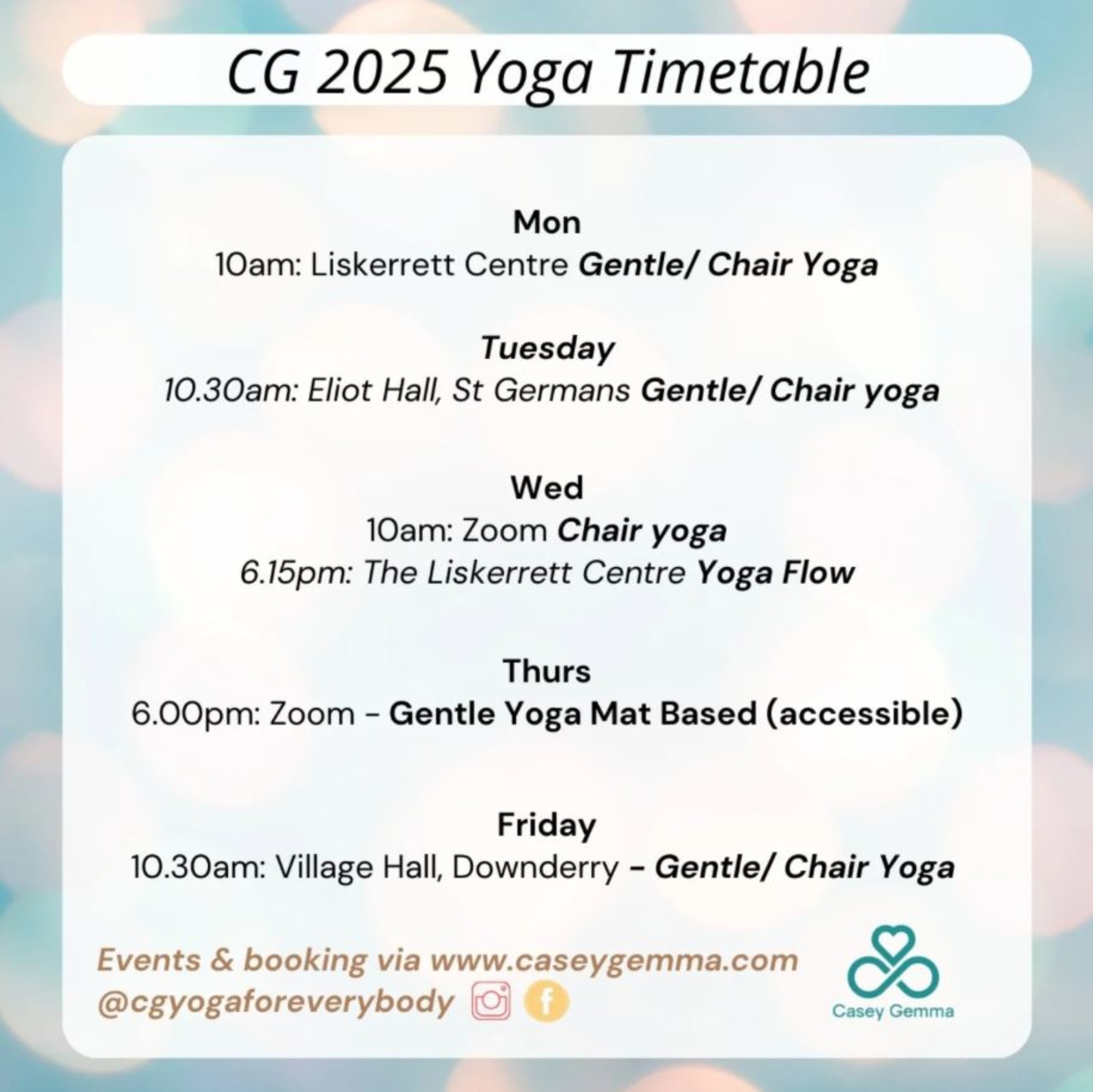 Yoga Flow with Casey Gemma - Wednesday - Your Liskeard